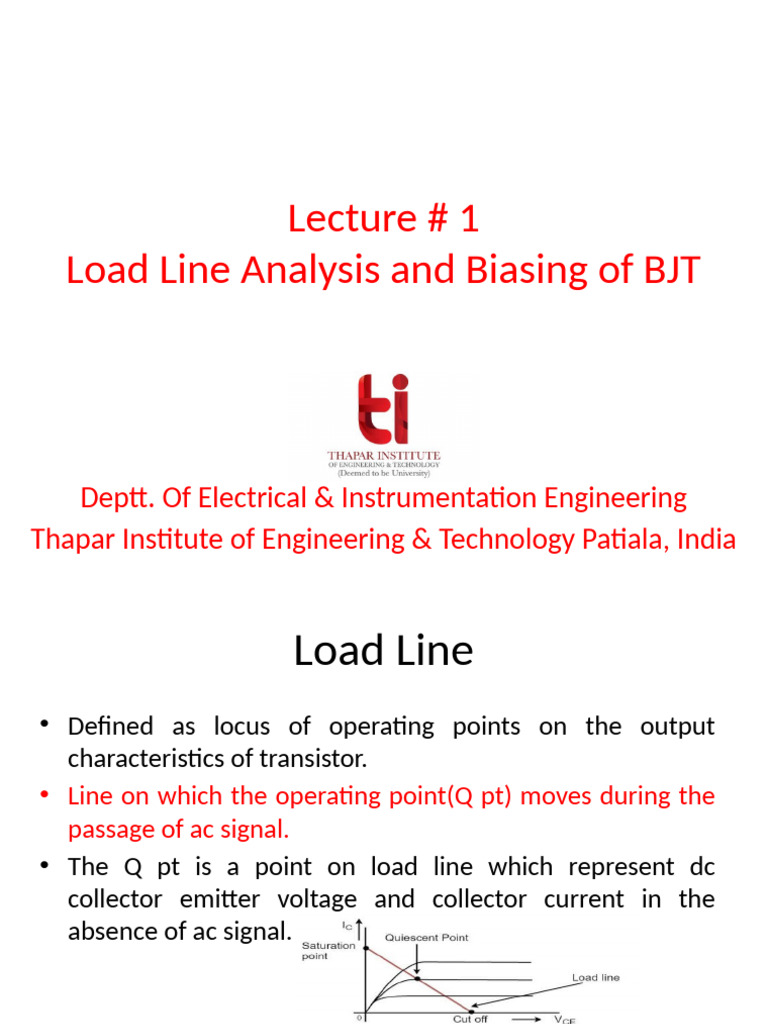 Load Line Analysis and Biasing of BJT | PDF