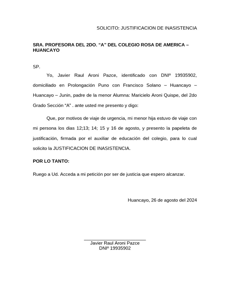 Solicito Justi de Ina1 | PDF