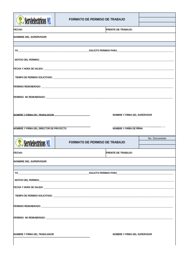 FORMATO - Permisos de Trabajo | PDF
