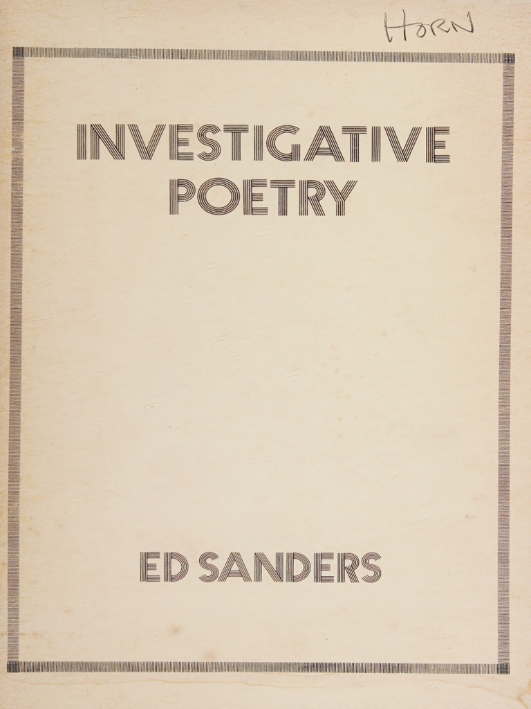 Investigative Poetry - Sanders, Ed - 1976 - San Francisco - City Lights ...