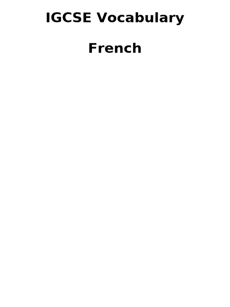 Igcse Frfench Vocabulary | PDF