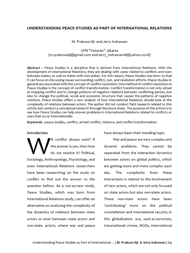 Peace Studies in International Relations | PDF | Violence | Peace