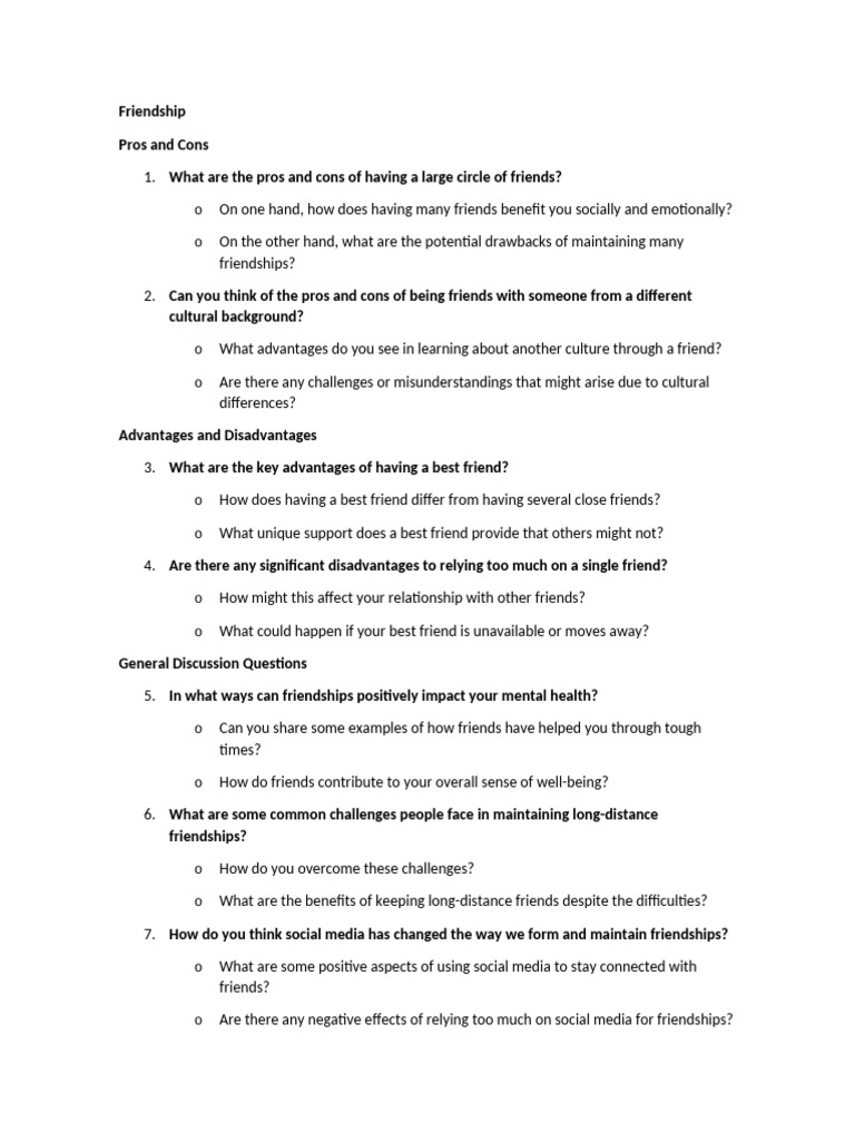 Pros and Cons of Friendships Explained | PDF | Lifestyle