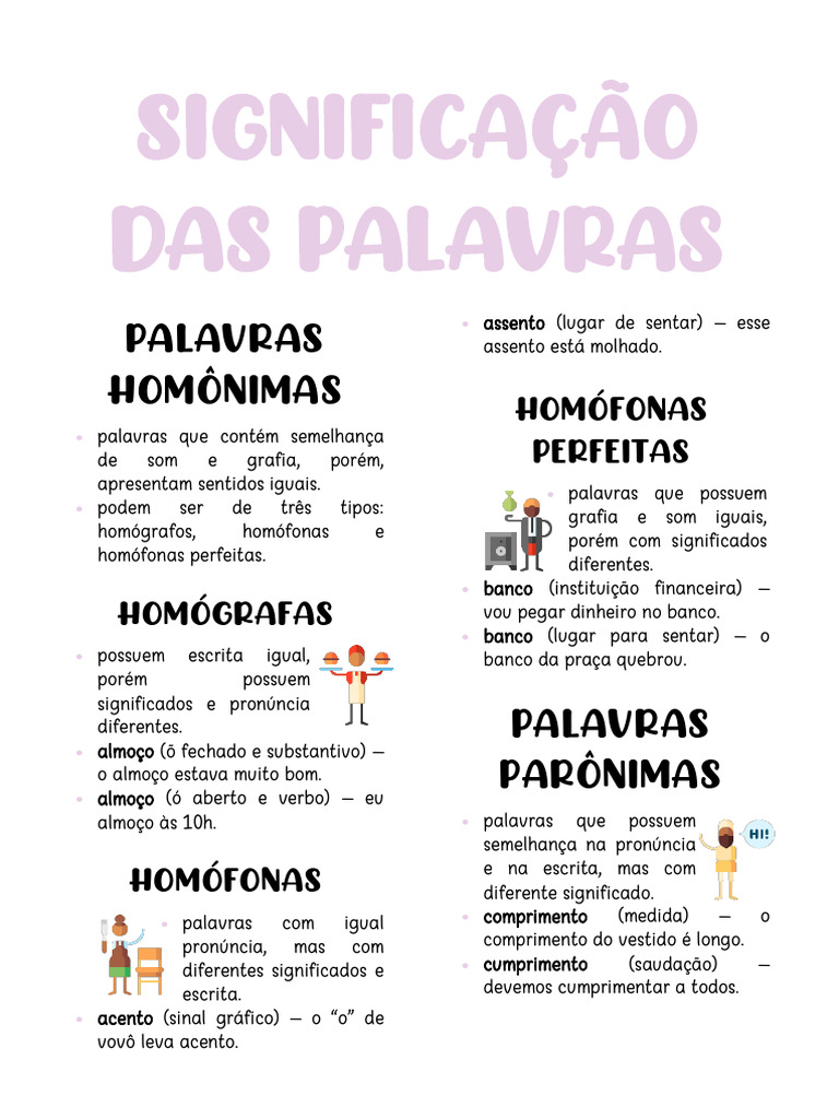 Homônimos e Parônimos: Definições e Exemplos | PDF | Artes Linguísticas ...