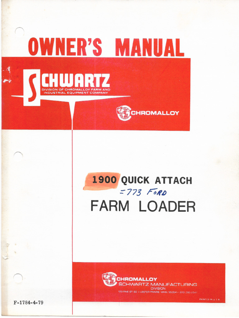 Schwartz 1900 Loader Manual | PDF