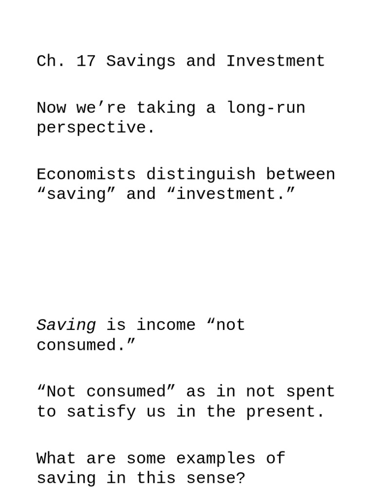 CH 17 Savings and Investment | PDF | Capital (Economics) | Saving