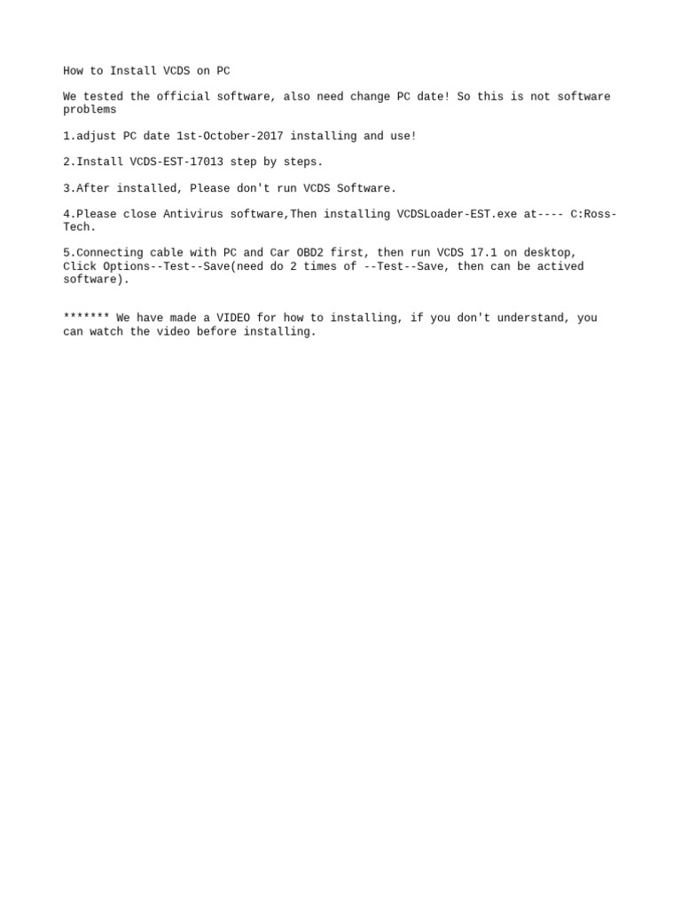 VCDS Installing Guide | PDF | Computers