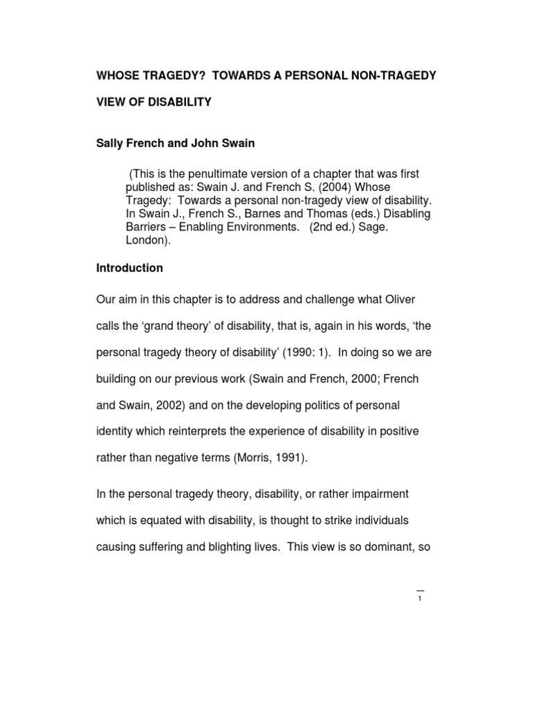 Challenging Personal Tragedy | PDF | Disability | Cognitive Science