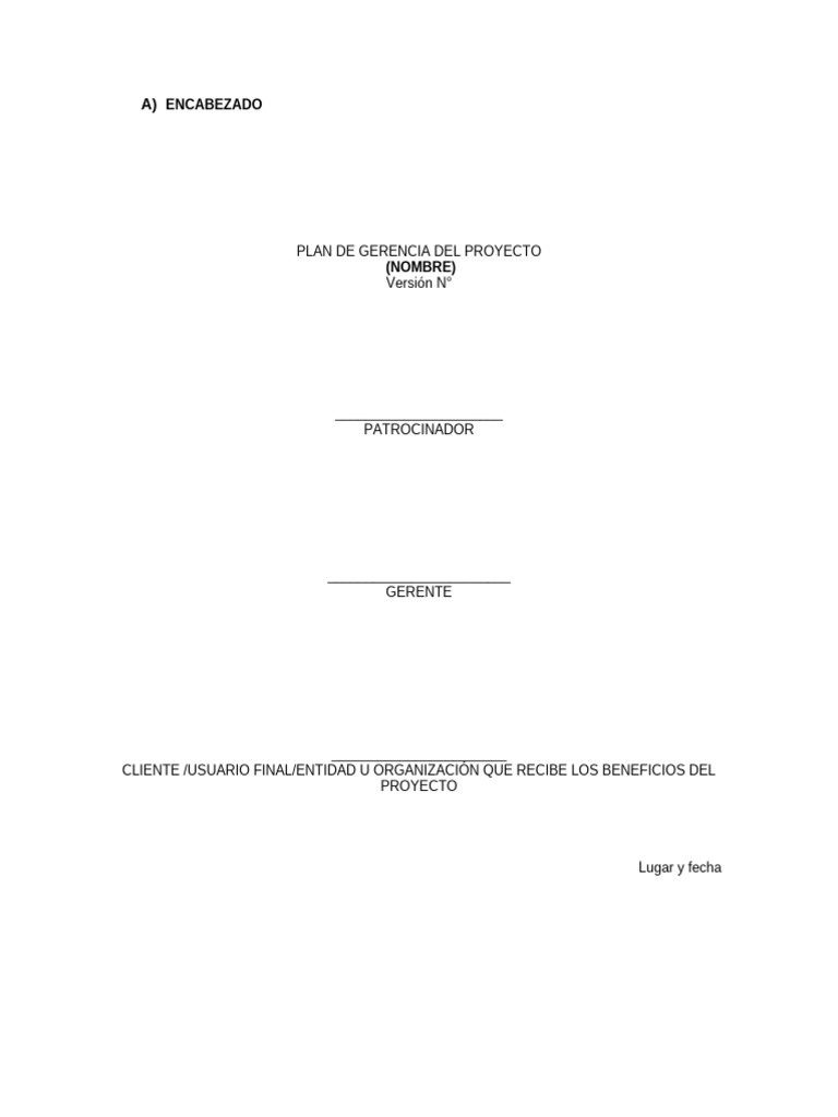 3 Formato Plan Gerencia Proyecto v2 | PDF | Riesgo | Presupuesto