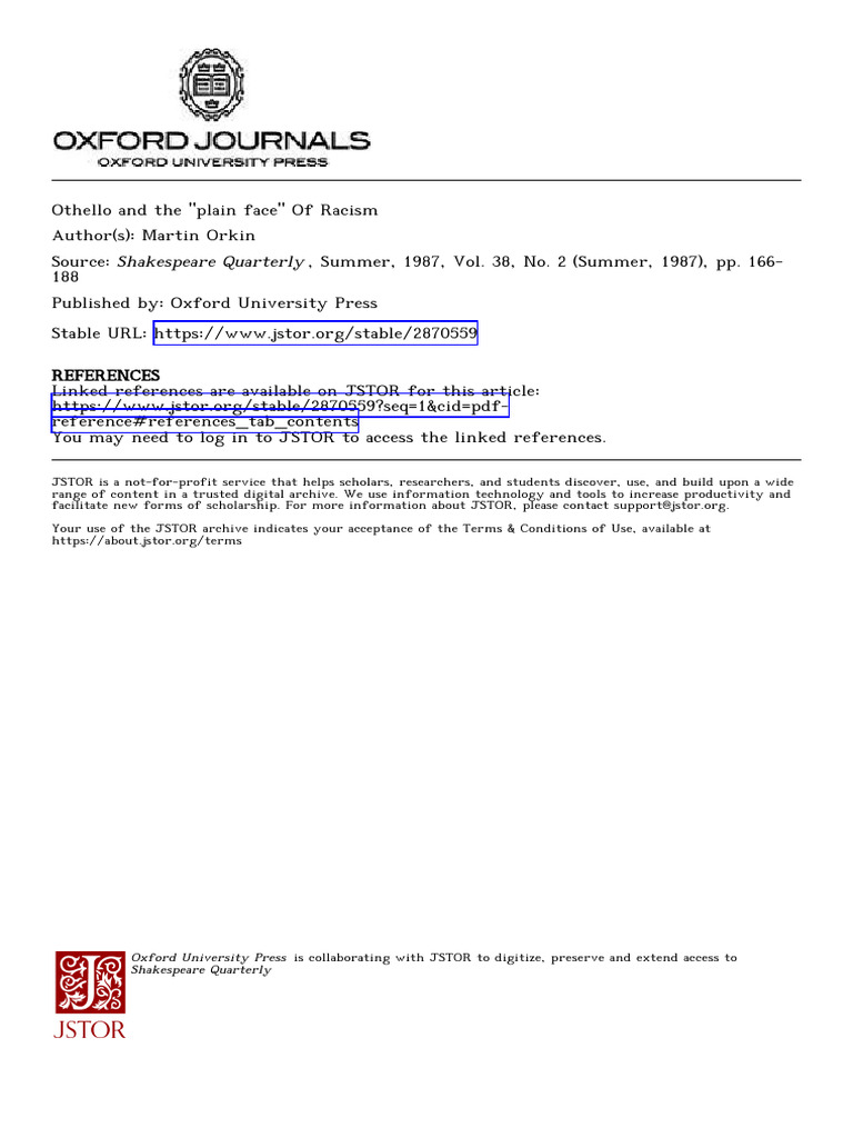 Othello Shakespeare and Race Aaaa | PDF | Othello | Iago