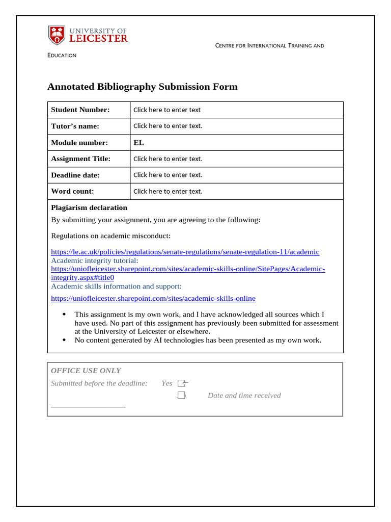 Annotated Bibiliography - SubmissionForm | PDF