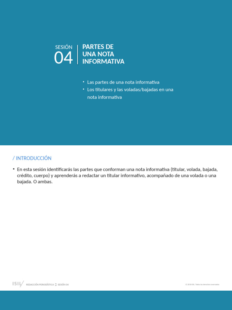 Partes de Una Nota Informativa: Sesión | PDF