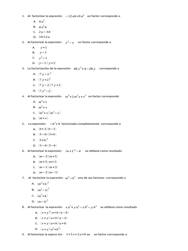 Factorizacion 5 | PDF | Factorización | Matemática Elemental