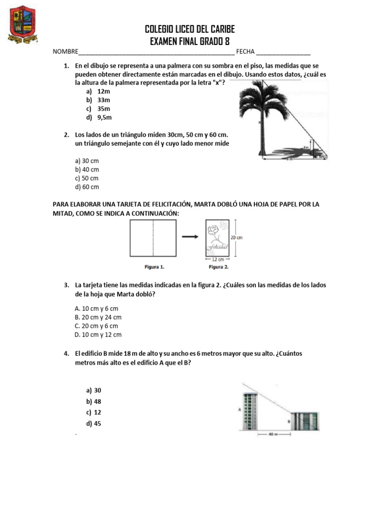Examen 8 Ii Periodo | PDF | Triángulo
