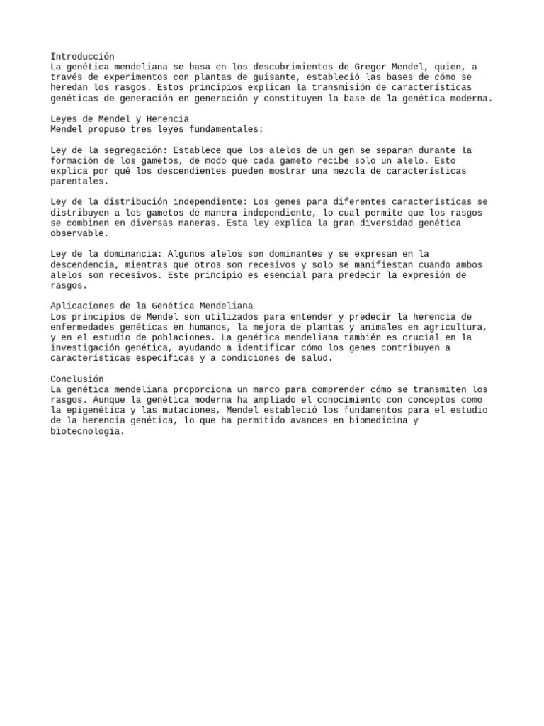 Fundamentos de la Genética Mendeliana | PDF
