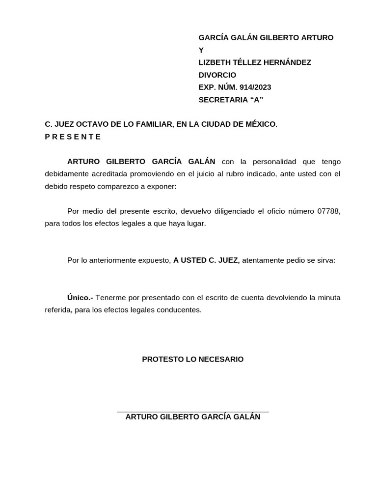 Escrito de DEVOLUCION DE OFICIO | PDF