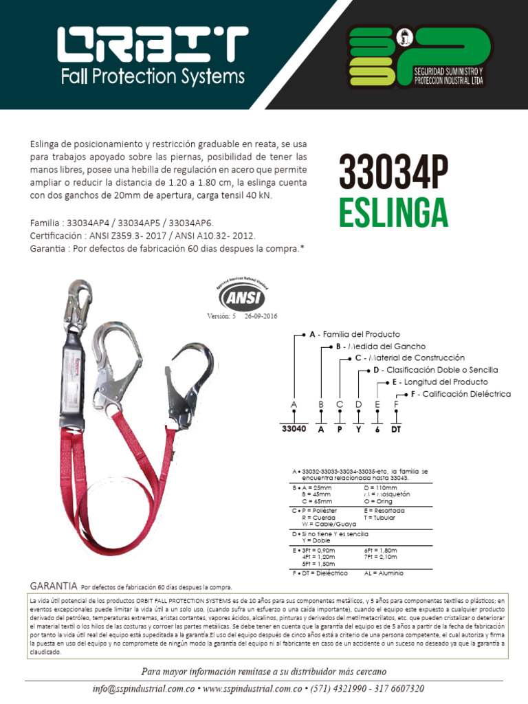 Eslinga 33034P6 Orbit | PDF | Materiales