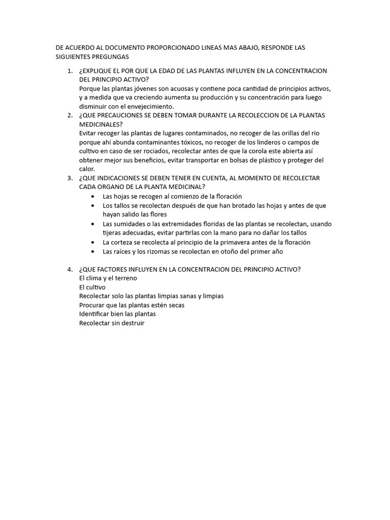 Fitoterapia Recoleccion y Conservacion | PDF