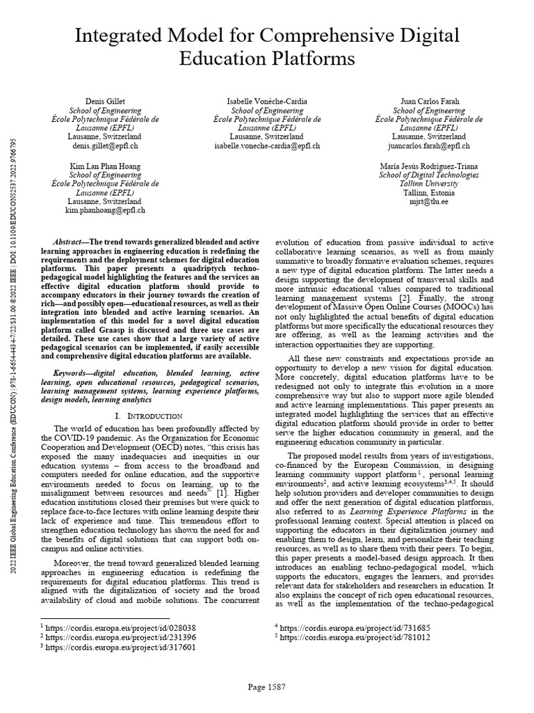 Integrated Model For Comprehensive Digital Education Platforms GRAASP | PDF