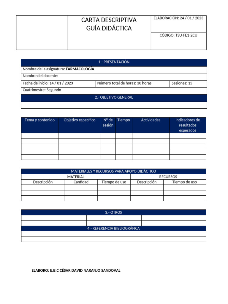 Carta Descriptiva | PDF