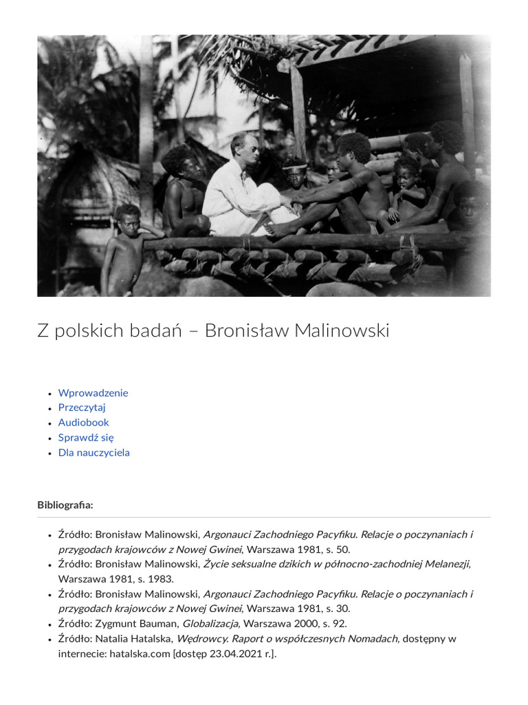 Z Polskich Badan Bronislaw Malinowski | PDF