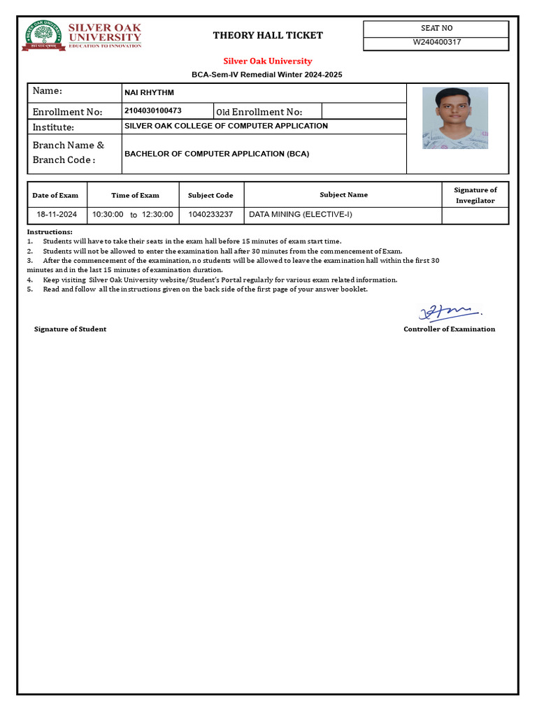 Hall Ticket | PDF