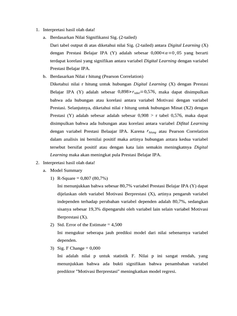 Interpretasi Hasil Olah Data | PDF