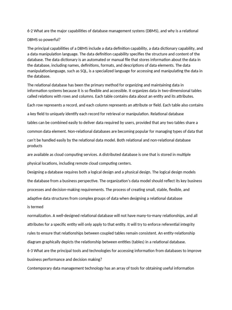 Key Capabilities of DBMS and Relational Power | PDF | Databases ...