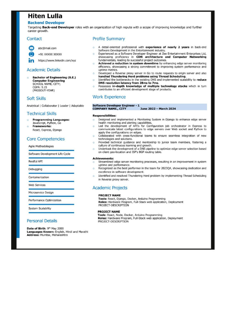 Hiten Lulla Profile Pdf