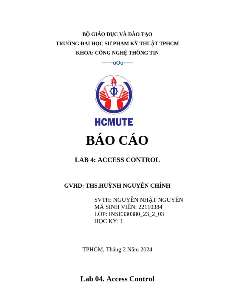NguyenNhatNguyen Lab4 AccessControl | PDF