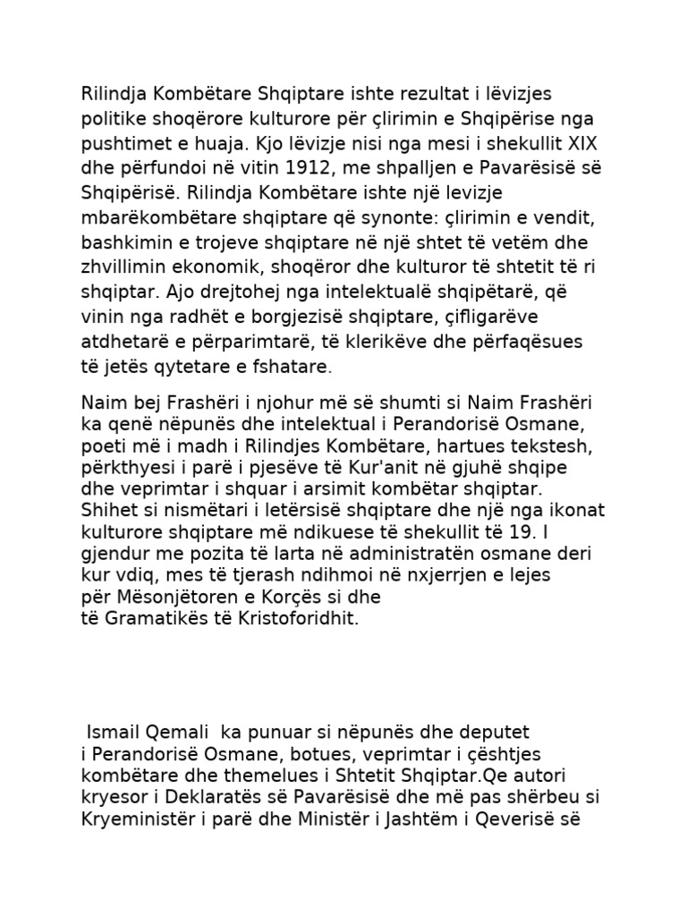 Rilindja Kombëtare Shqiptare | PDF