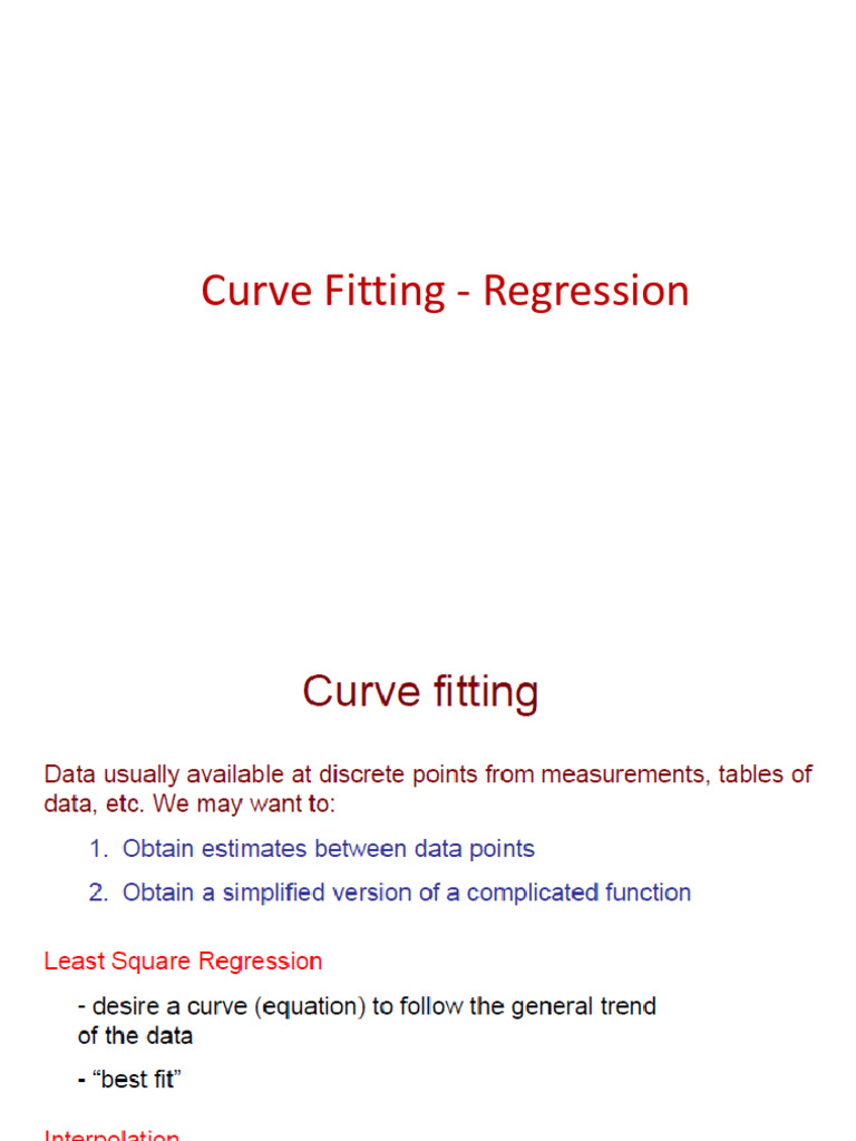 Lec 11 Curve Fitting - Regression | PDF | Teaching Methods & Materials | Computers