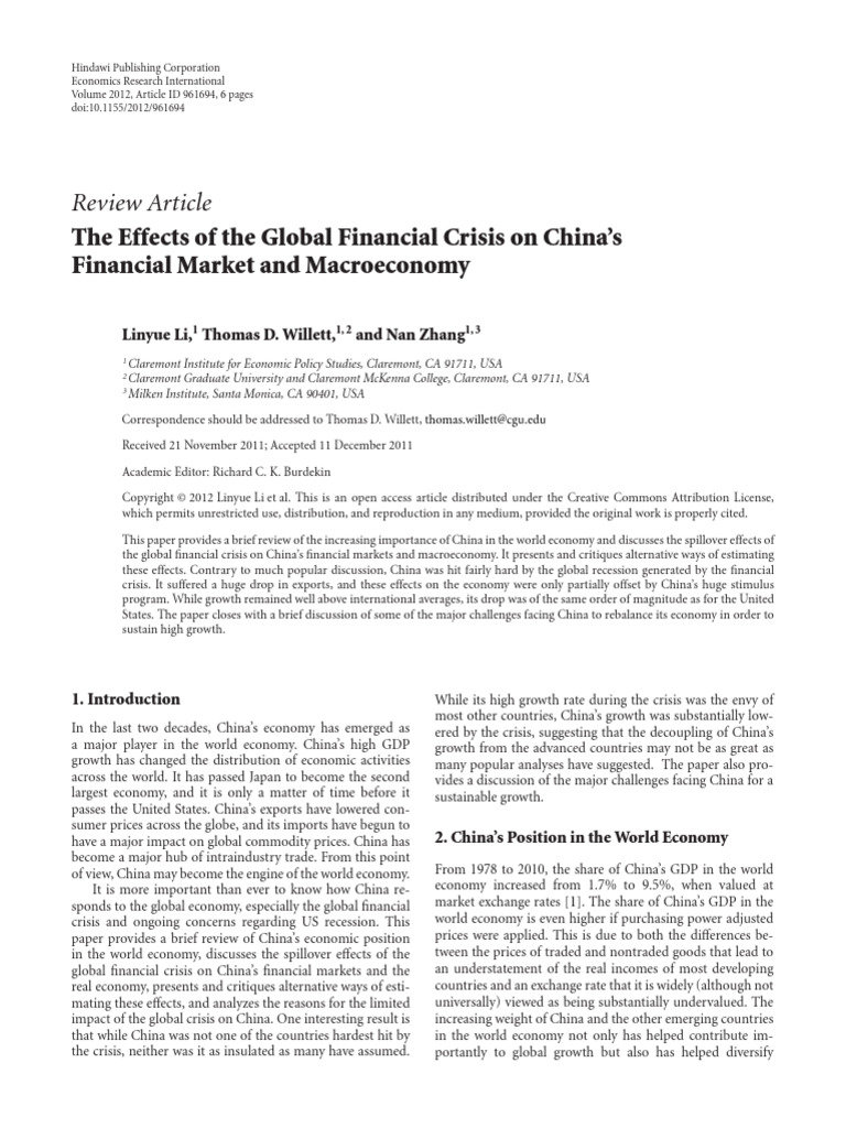 Economics Research International - 2012 - Li - The Effects of The Global Financial Crisis On ...