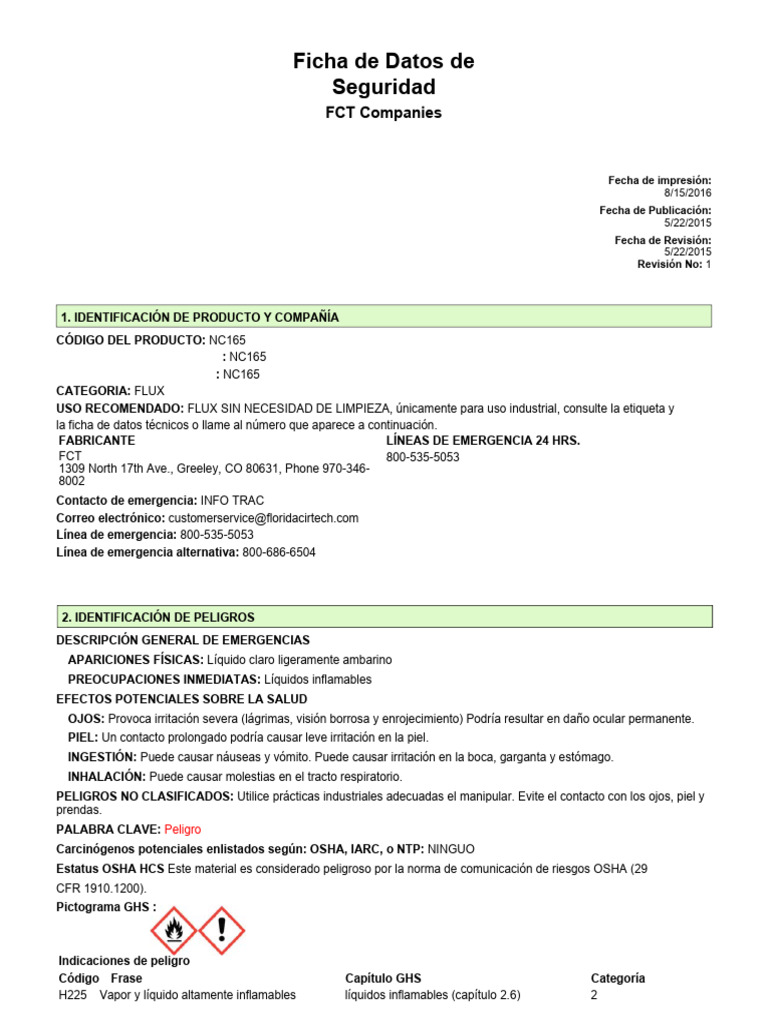 NC165 Flux | PDF | Residuos | Agua