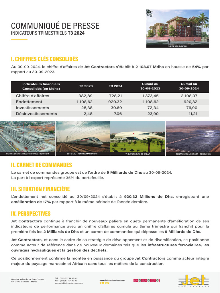 Performances financières de Jet Contractors T3 2024 | PDF | Économie