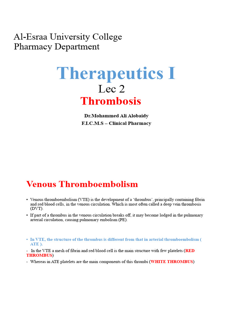 Lac 2 | PDF | Thrombosis | Thrombus