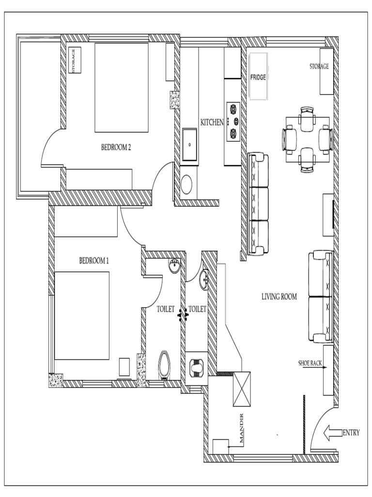 2 BHK Layout Model | PDF
