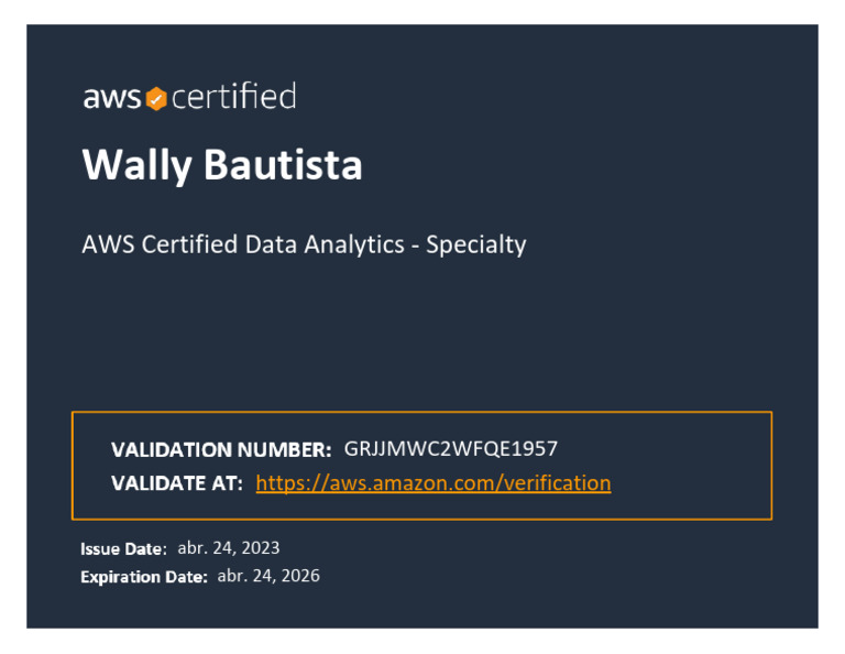 WAB - AWS Certified Data Analytics - Specialty Certificate | PDF