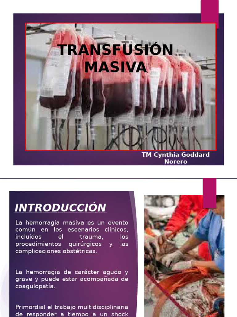 Clase 22. Transfusión Masiva | PDF | Coagulación | Vertebrados