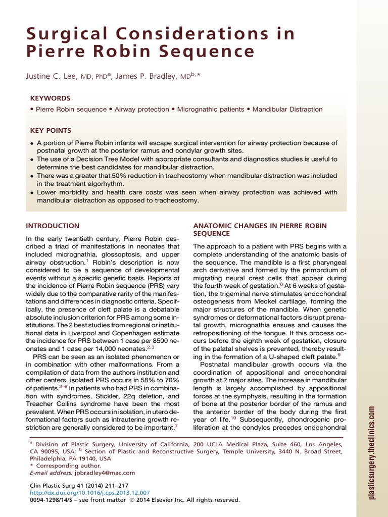 Surgical Strategies for Pierre Robin Sequence | PDF | Clinical Medicine ...