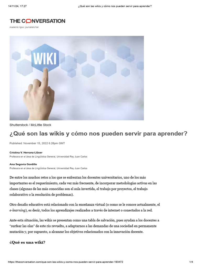 ¿Qué Son Las Wikis y Cómo Nos Pueden Servir para Aprender | PDF | Wiki ...
