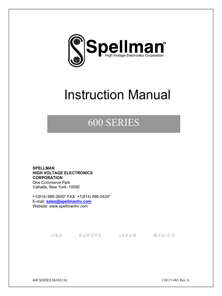 Spellman 600 Series Power Supply Manual | PDF | Power Supply | Amplifier