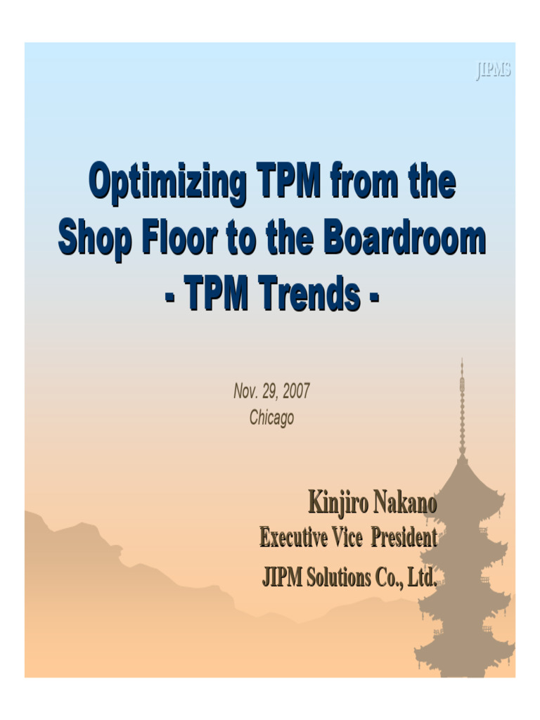 TPM Conference - JIPM - Nakano | PDF | Lean Manufacturing | Production ...