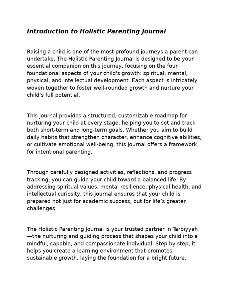 Holistic Parenting Journal Guide | PDF | Self-Improvement