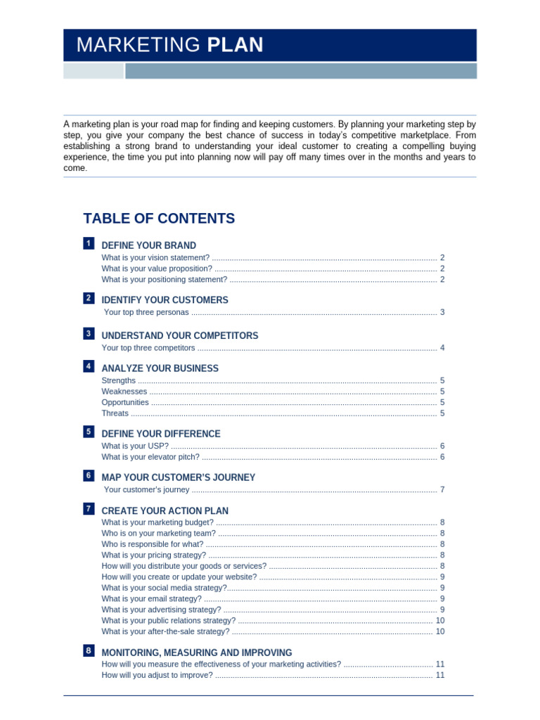 Free Marketing Plan Template Guide | PDF | Marketing | Brand