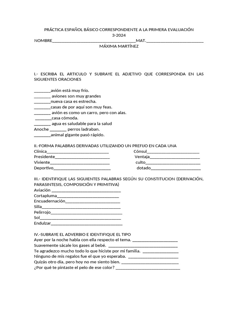 Practica Español Basico - 3 - 2024 | PDF | Lingüística
