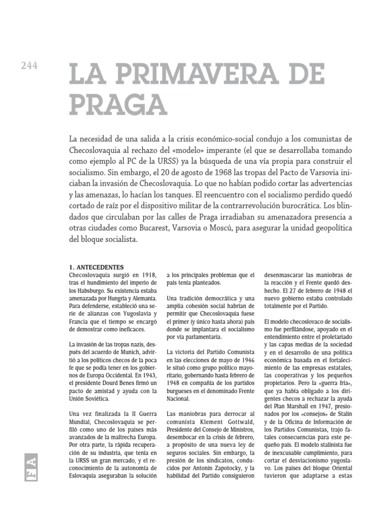 La Primavera de Praga | PDF | Checoslovaquia | Unión Soviética