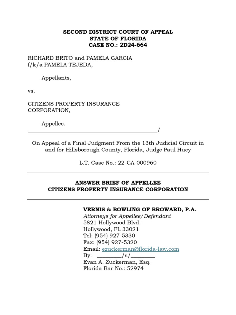 Answer Brief | PDF | Appeal | Estoppel