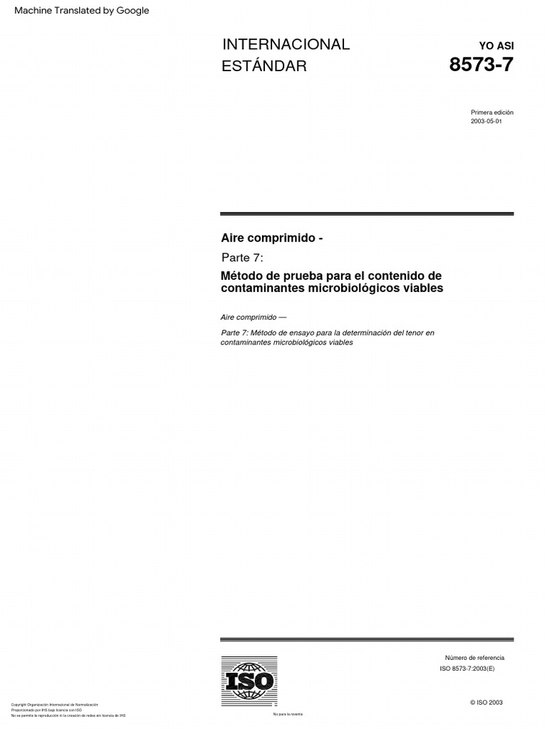 Iso 8573 7 2003 e | PDF | Organización internacional para la estandarización | Microorganismo