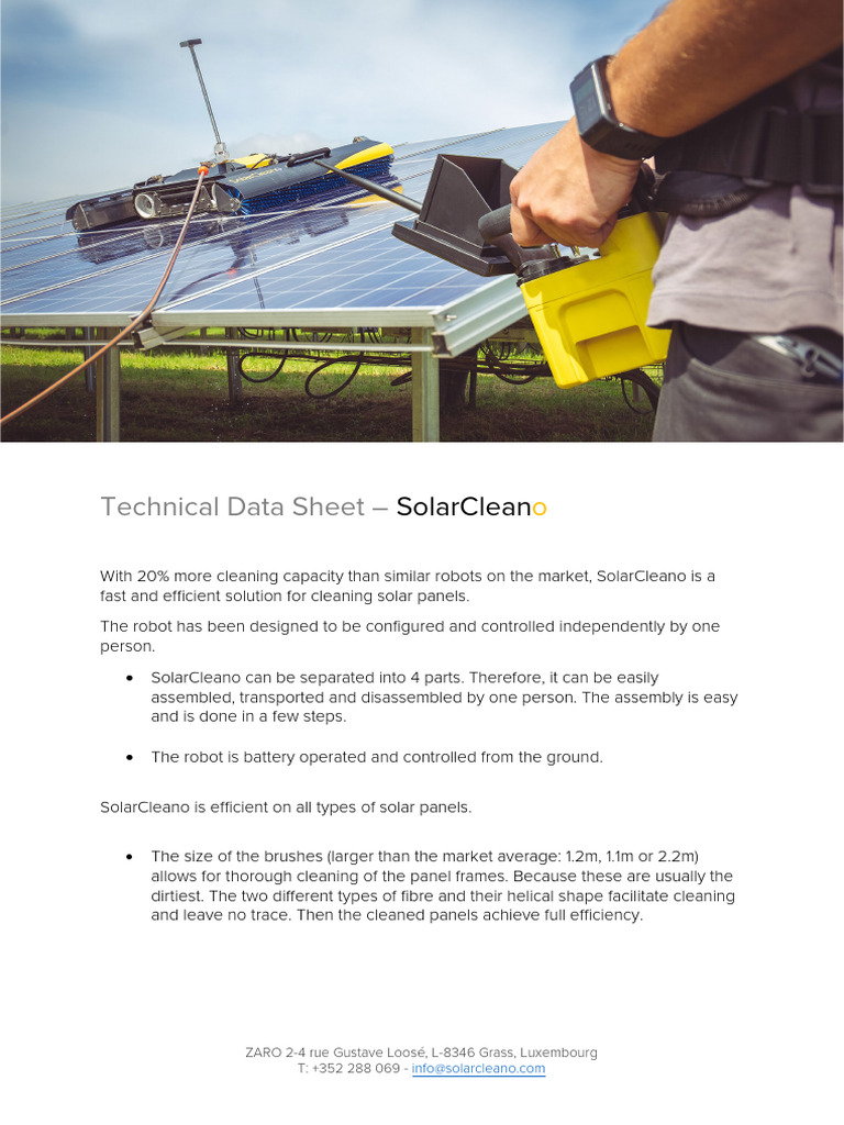 EN Datasheet Solarcleano F1 Metrics 2022 | PDF | Technology & Engineering